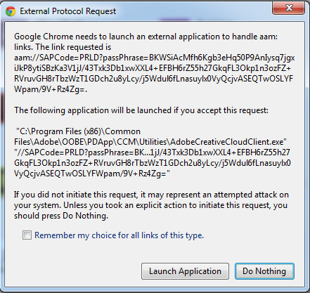 Warning when clicking Download or Try links | Adobe Creative Cloud website